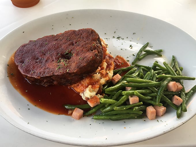 This isn't just meatloaf&mdash;it's a masterclass in comfort food. Those green beans with ham bits are the supporting actors who deserve their own Oscar.