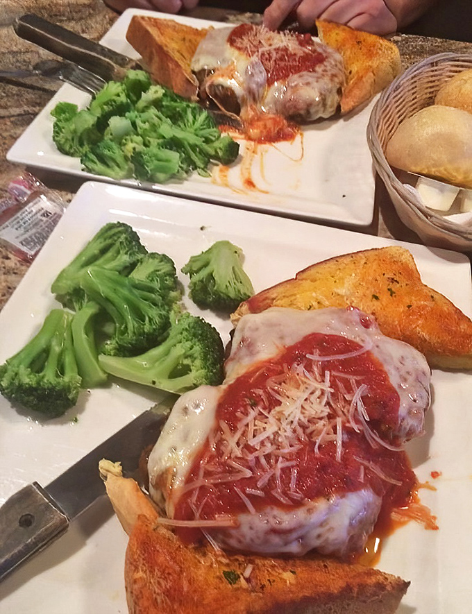 When chicken Parmesan meets perfectly steamed broccoli, it's like the high school prom king and queen reuniting at their 30th reunion – still perfect together.