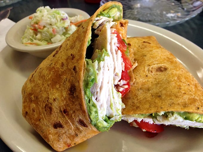 A Mediterranean wrap that proves Ramona Cafe isn't just about indulgence&mdash;though that generous filling suggests otherwise.