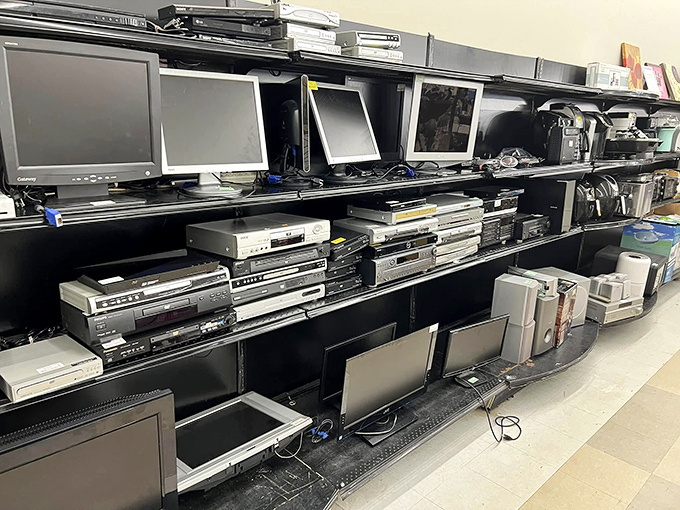 The electronics section: where yesterday's cutting-edge technology finds new purpose. That VCR might be vintage, but "The Golden Girls" never gets old.