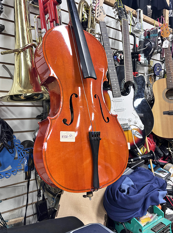 This cello waits patiently for someone to recognize its musical potential at an unbeatable price.