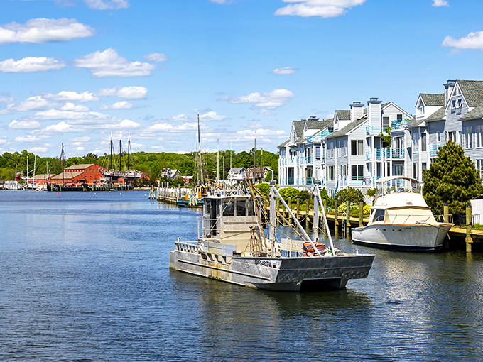 Boats gently bob in Mystic's harbor waters, a scene so quintessentially New England you half expect a lobster to wave hello.