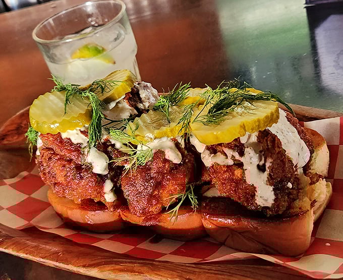 Nashville heat meets buttermilk biscuit comfort in this handheld masterpiece of Southern engineering.