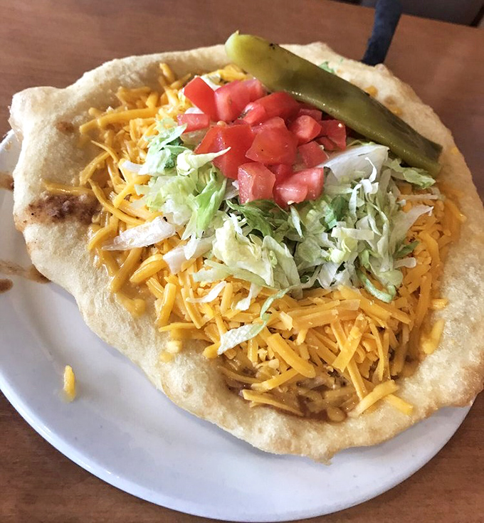 Another angle on perfection &ndash; when frybread meets taco toppings, magic happens on your plate.