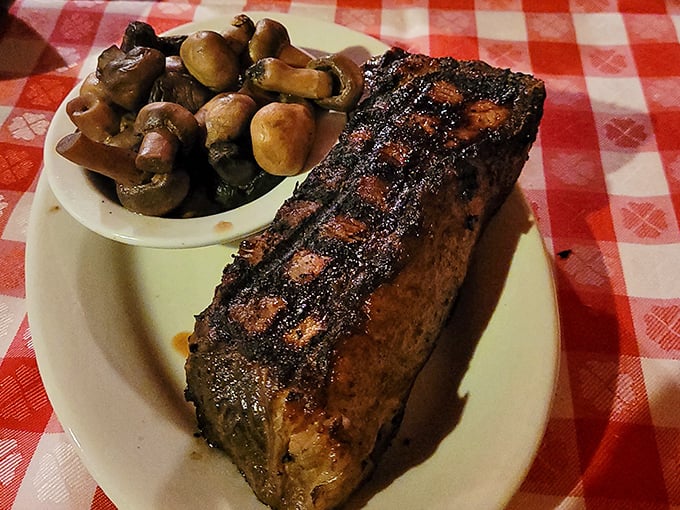 This New York Strip with saut&eacute;ed mushrooms isn't just dinner&mdash;it's a religious experience with a side of fungi.