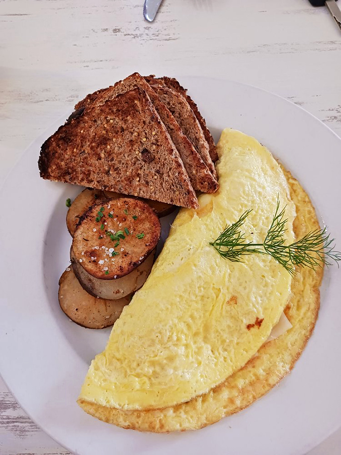 That omelet fold could teach origami masters a thing or two about perfect technique.