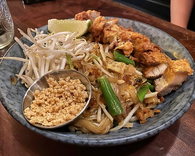 Pad Thai done right is culinary poetry &ndash; notice how those noodles remain distinct rather than forming that dreaded starchy tangle.