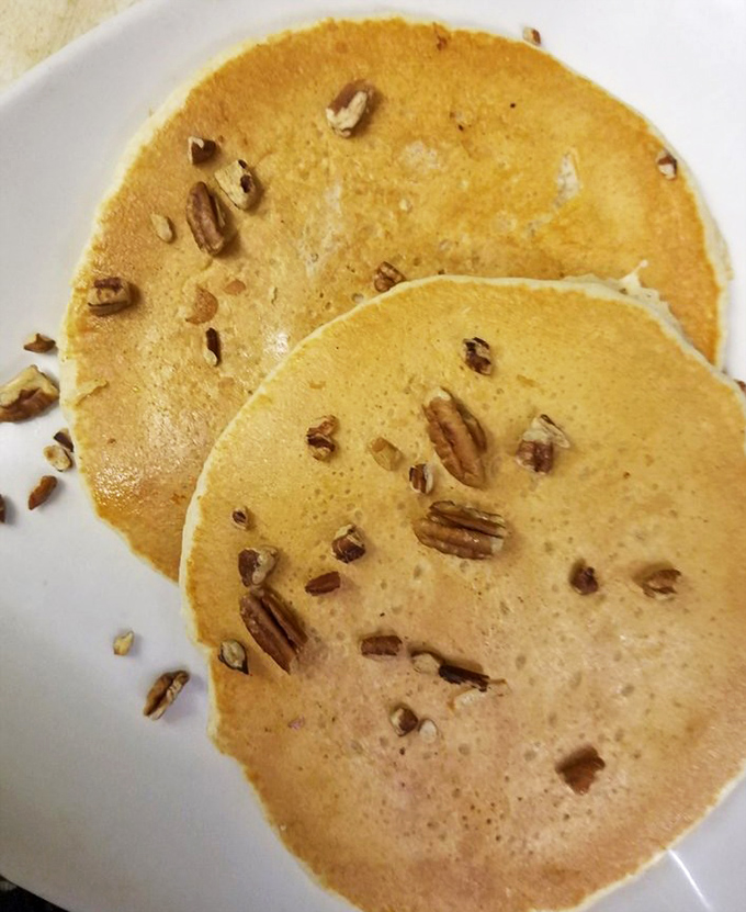 These pancakes aren't just sprinkled with pecans&mdash;they're studded with them, like delicious jewelry for your breakfast.