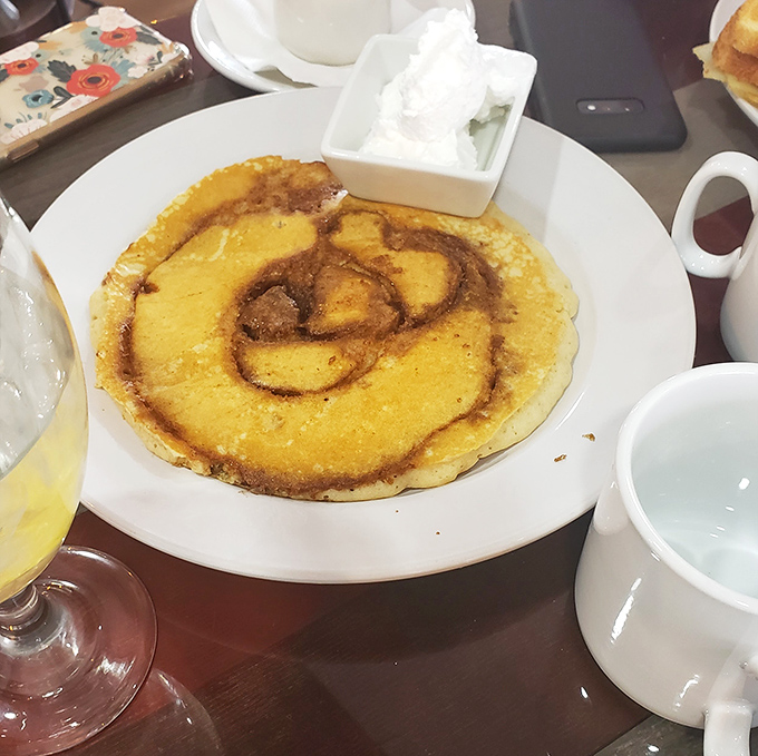 This cinnamon swirl pancake isn't just breakfast—it's dessert with permission. The kind of morning indulgence that makes Monday feel like Saturday.