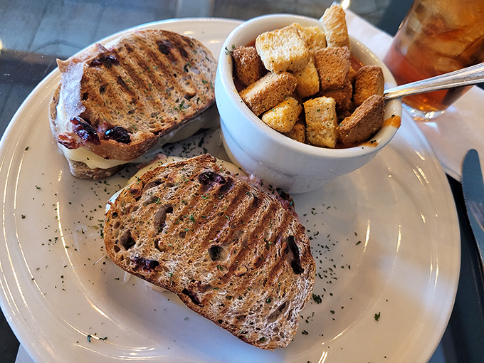 Grill marks that deserve their own Instagram account. This panini knows exactly how good it looks with that melty cheese peeking out.