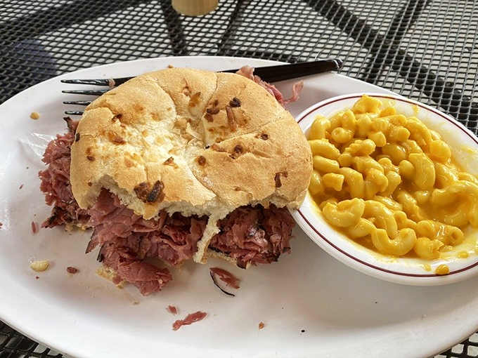This sandwich with a side of green beans isn't just lunch – it's edible therapy after a long morning of Florida humidity.