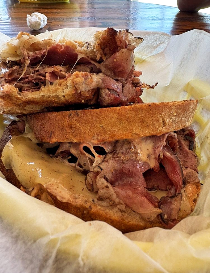 Not just a sandwich, but a meat monument&mdash;pastrami piled so high you'll need to unhinge your jaw like a python eyeing a particularly ambitious meal.