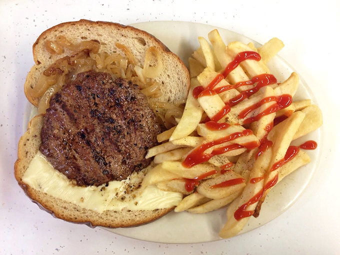 Sometimes the simplest burger setup is the most beautiful – no fancy brioche needed when perfection speaks for itself.