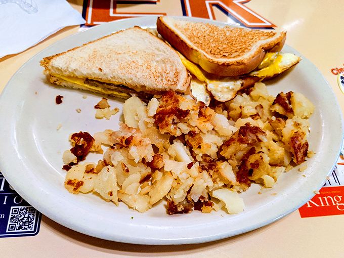 The breakfast sandwich and home fries&mdash;simple perfection that reminds us sometimes the best things in life don't need reinvention.