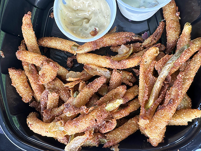 Pickle fries&mdash;the unexpected hero of the appetizer world. Tangy, crispy, and impossible to stop eating once you've started. 