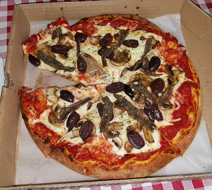 Even their pizza gets the smoky treatment. Those mushrooms and olives are just along for a very delicious ride.