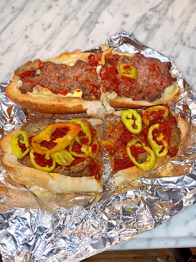 The pizza sub: when you can't decide between favorites, Terita's says "why choose?" in delicious harmony.