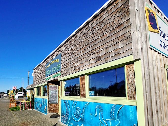 The Co-Op's ocean-inspired mural says everything about Port Orford's spirit&mdash;colorful, community-minded, and connected to the sea.