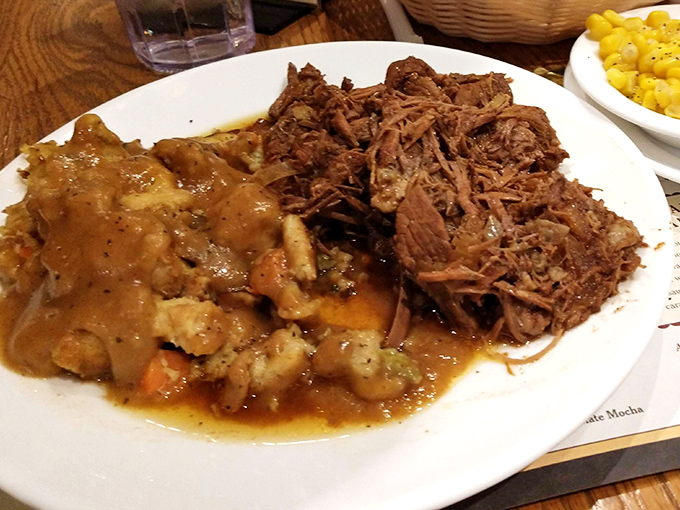 Pot roast that falls apart faster than your resolution to eat light today. The gravy alone deserves its own fan club.