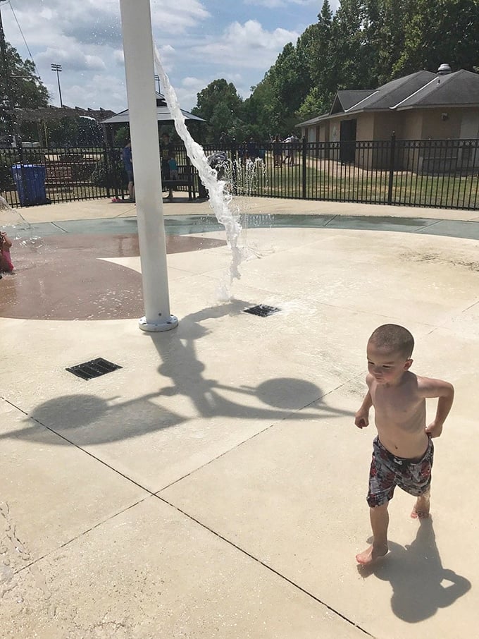 Children find summer joy at Prattville's splash pad, where fountains provide the perfect antidote to Alabama's famous heat.