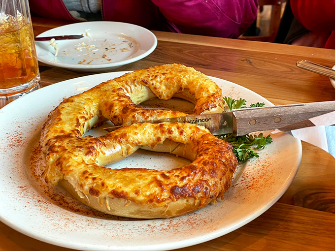 A pretzel ring that's achieved what most of us can only dream of: being both perfectly bronzed and irresistibly cheesy.