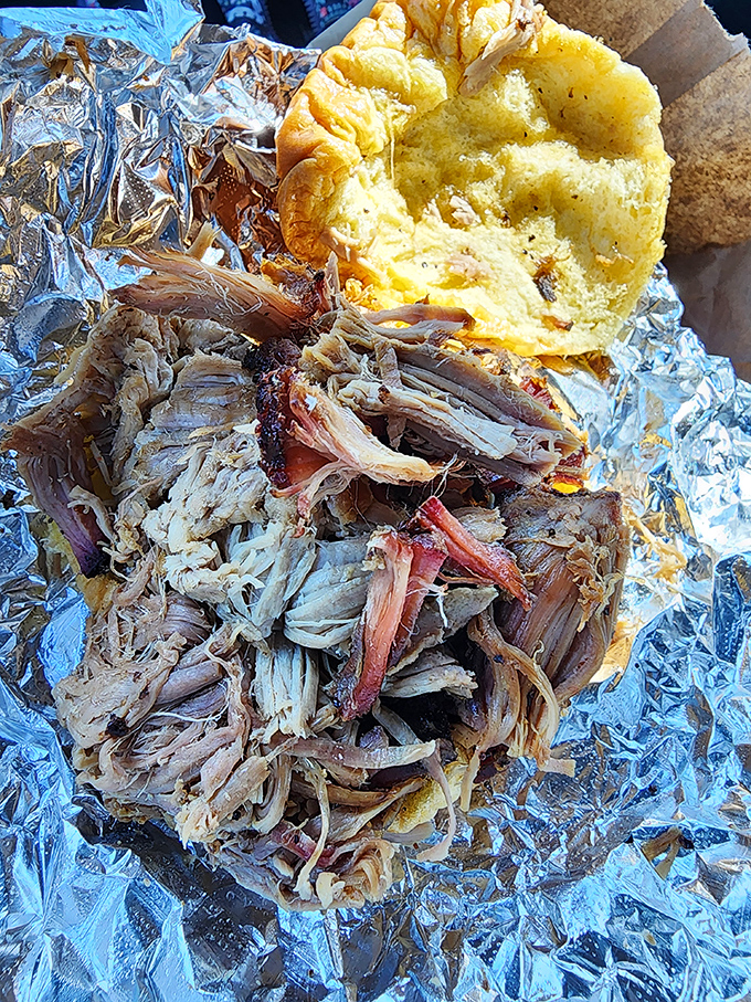 Pulled pork that surrenders at the slightest touch, paired with a cornbread muffin that's ready to soak up every last drop of flavor.