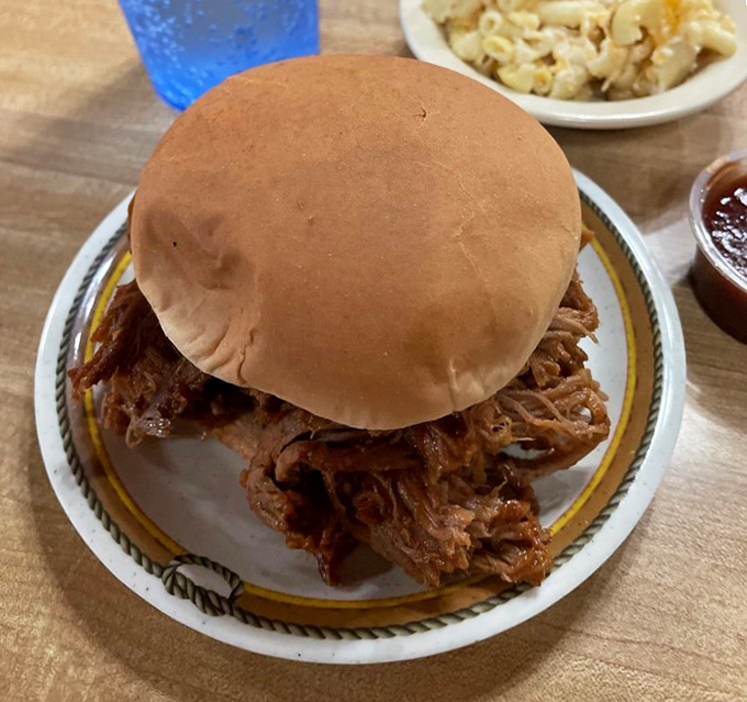 The pulled pork sandwich&mdash;where simplicity meets substance in a handheld masterpiece that makes fancy food seem unnecessarily complicated.