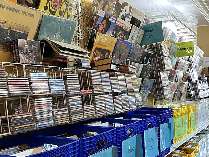The vinyl section&mdash;where millennials discover albums their parents once owned, and Gen-Xers silently weep at seeing their childhood collections labeled "antique."