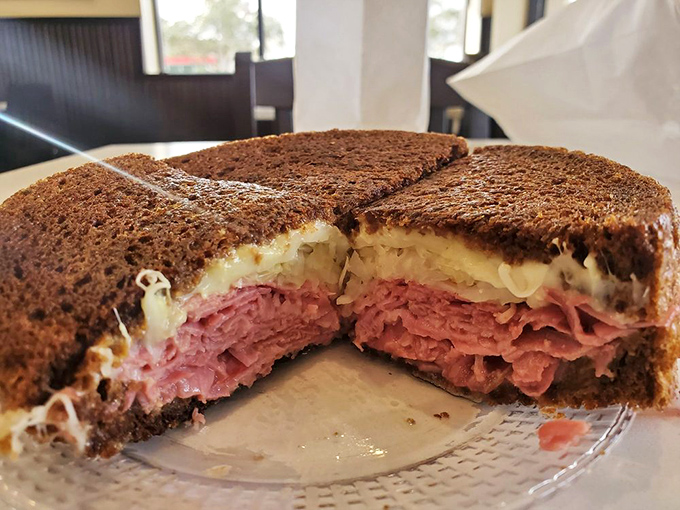 The legendary Reuben in all its glory. This isn't just a sandwich; it's the reason GPS was invented&mdash;to help people find their way to this masterpiece.