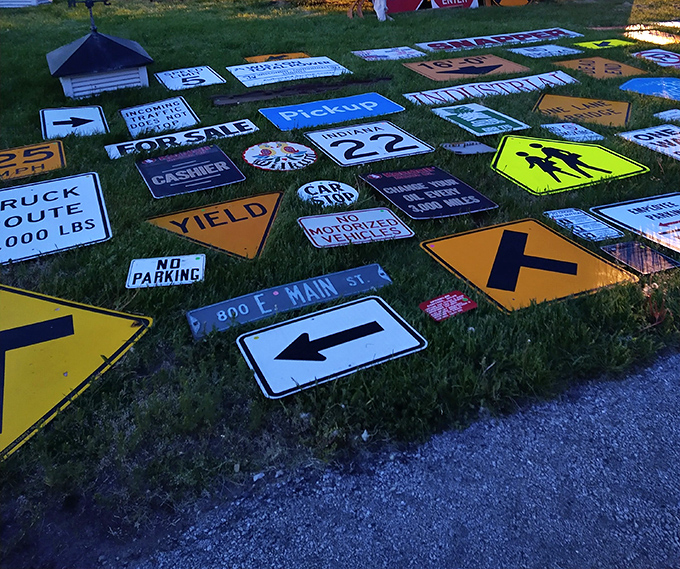 Road signs that once guided actual travelers now guide decorators. Yesterday's traffic instructions become today's conversation pieces in home bars and garages.