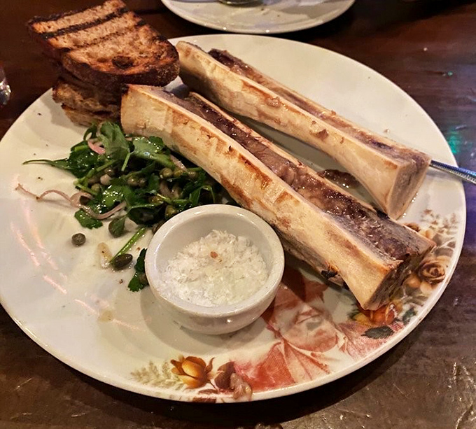 Bone marrow: nature's butter, served with the perfect accoutrements. Like eating velvet, if velvet were delicious and socially acceptable to consume.