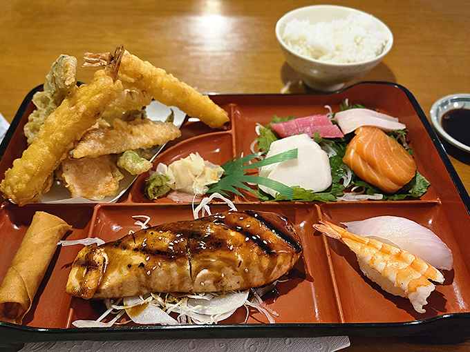 This bento box is the Swiss Army knife of meals&mdash;tempura, sashimi, teriyaki, and rice, all in one tidy package. Organization never tasted so good.
