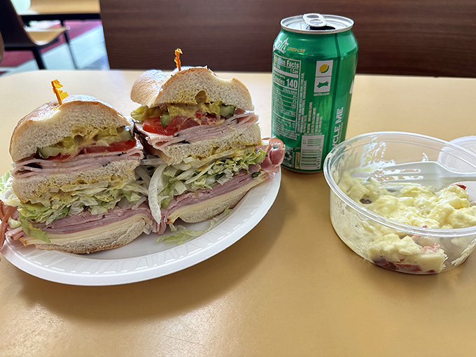 This isn't just a sandwich &ndash; it's four perfect meals quartered for your convenience. The bread-to-filling ratio is mathematical perfection.