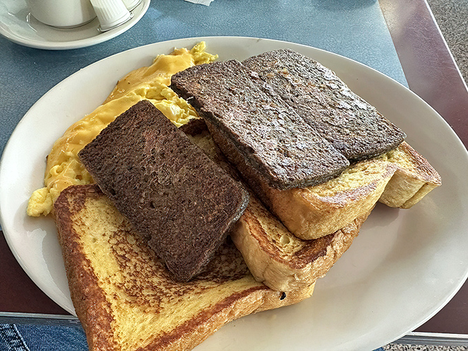 Toast, eggs, and scrapple&mdash;the holy trinity of Maryland breakfast that proves sometimes the best things come on plain white plates.