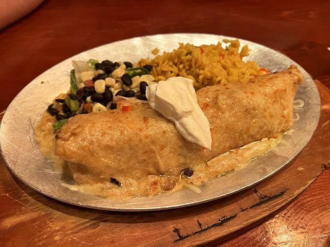 The seafood burrito proves that culinary fusion can be both adventurous and absolutely delicious.