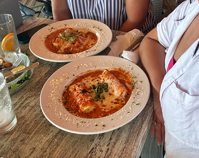 When pasta meets seafood, magic happens. These stuffed shells swim in a sauce worth sopping up with every available bread morsel.