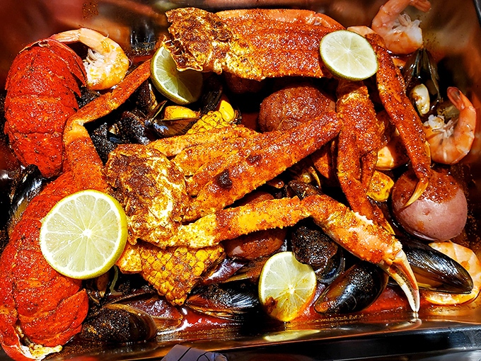 This isn't just dinner—it's an event. Spice-crusted seafood, bright lime wedges, and enough flavor to make you temporarily forget your name.