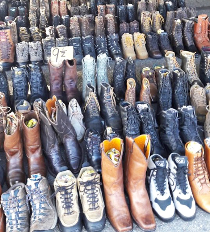 Boot paradise where every pair tells a story. Like dating in your 50s, the slightly worn ones often have the most character.