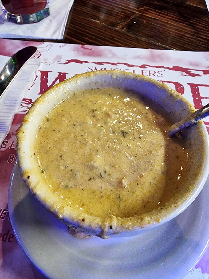 This she-crab soup arrives wearing a golden crown of flavor that would make royalty jealous.