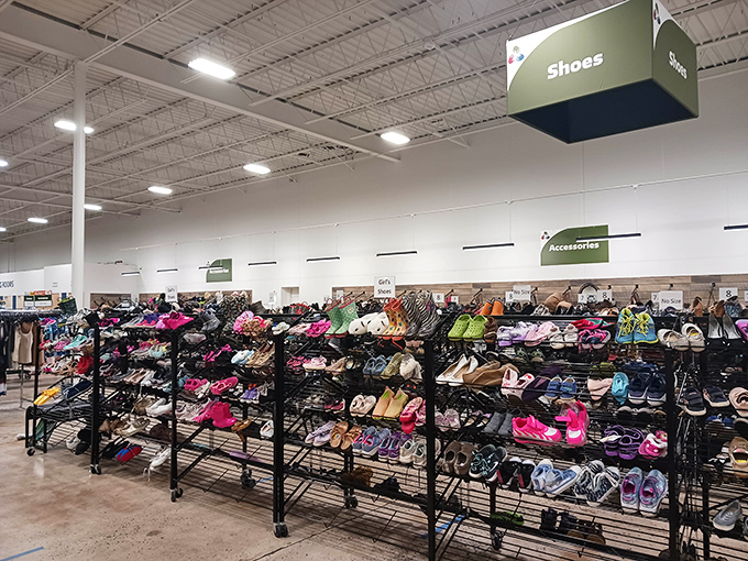 The shoe section rivals Imelda Marcos's closet, with footwear for every occasion from boardroom meetings to backyard barbecues.