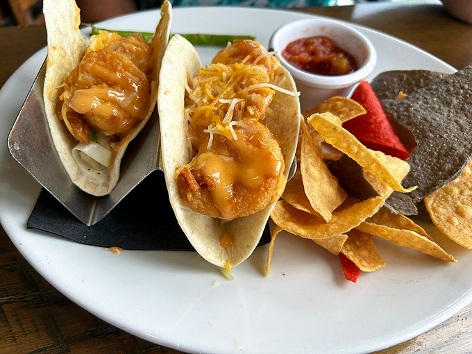 These shrimp tacos aren't just lunch&mdash;they're a vacation on a plate, with crispy shells cradling plump shrimp dressed in a sauce worth bottling and taking home.