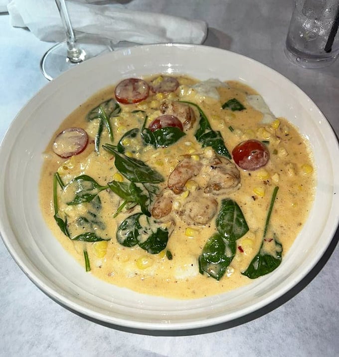 Shrimp and grits: where seafood meets comfort food in a bowl that proves breakfast can be both sophisticated and soul-satisfying.