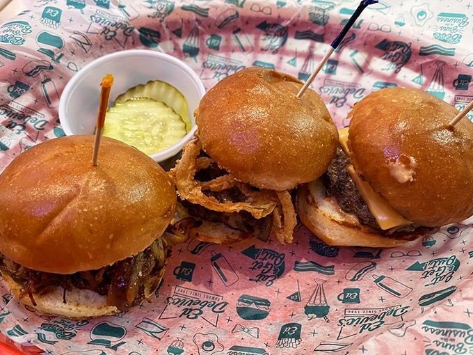 Tiny burgers with big personalities, just like the servers who bring them to you.