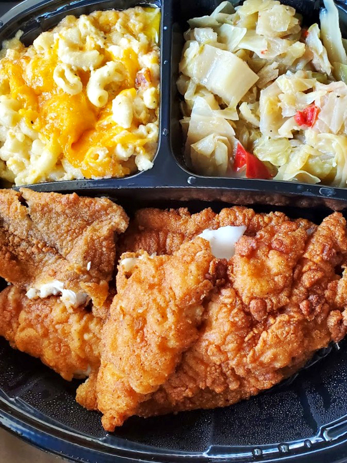 Crispy fried chicken flanked by mac and cheese and cabbage &ndash; a Southern trifecta that makes fancy restaurant plates seem unnecessarily complicated.