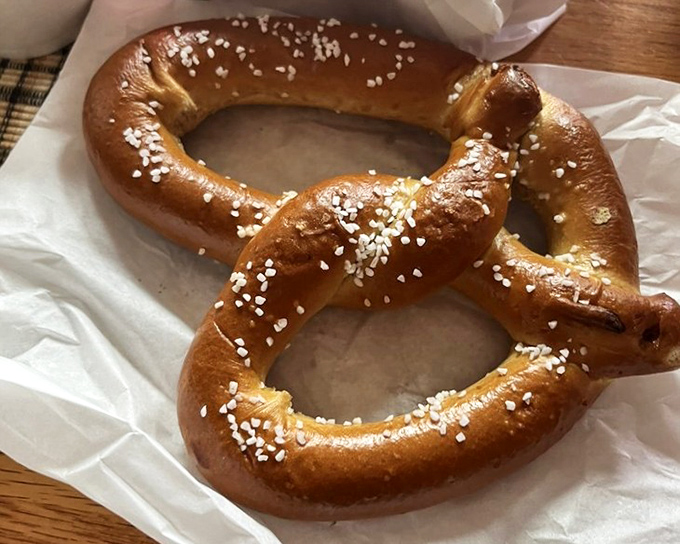 The soft pretzel&mdash;golden-brown, salt-flecked perfection&mdash;offers that magical combination of chewy exterior and tender interior that's worth every carb-laden bite.