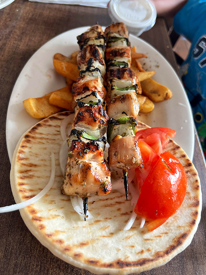 Souvlaki skewers that could make Zeus himself descend from Mount Olympus&mdash;charred edges, tender centers, and that perfect hint of lemon.