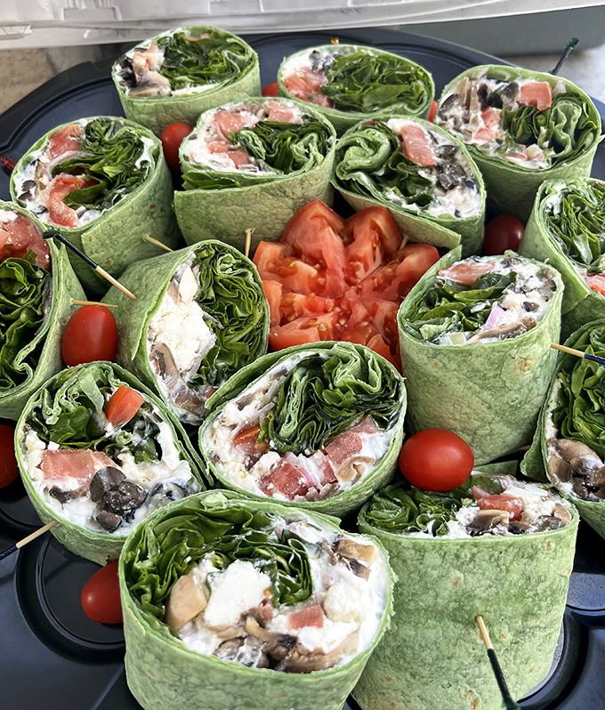 Garden party in a wrap! These spinach feta pinwheels bring a touch of sophistication to lunch, proving that "healthy" and "delicious" aren't mutually exclusive terms.
