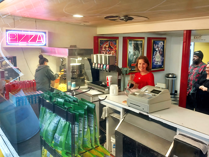The friendly staff keeps the popcorn popping and the good vibes flowing all night long.
