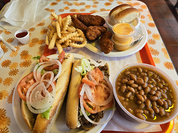When you can't decide between land and sea, Speck's offers this beautiful compromise: a steak hoagie with a side of chicken fingers that would make any indecisive eater weep with joy.