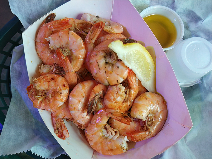 Steamed shrimp so plump and pink they look like they're blushing, served simply because when it's this fresh, why complicate things?